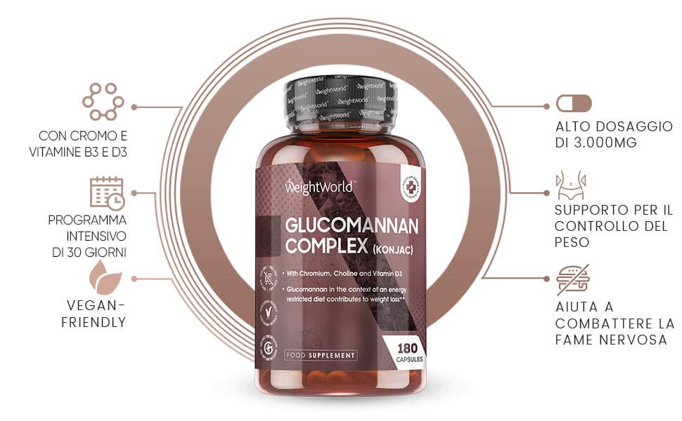 Glucomannano Complex con B3 e D3 | Integratore di fibre alimentari ...